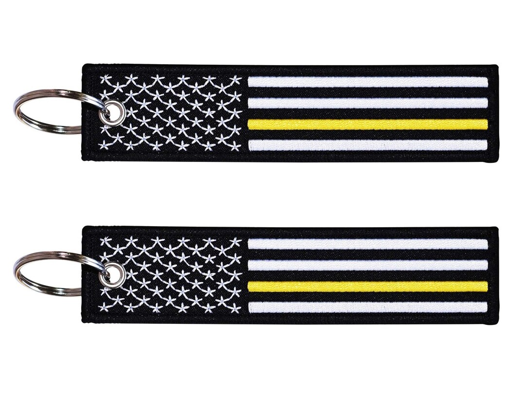 2-PK Thin Gold Line American Flag Keychain With Key Ring and Carabiner ...