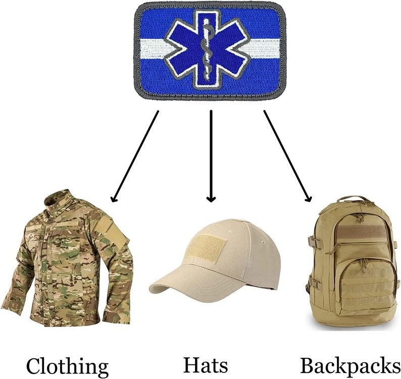 Thin White Line American Flag Patch 4-PK Set, EMT EMS Paramedic, Hook and Loop Fastener/backing ...