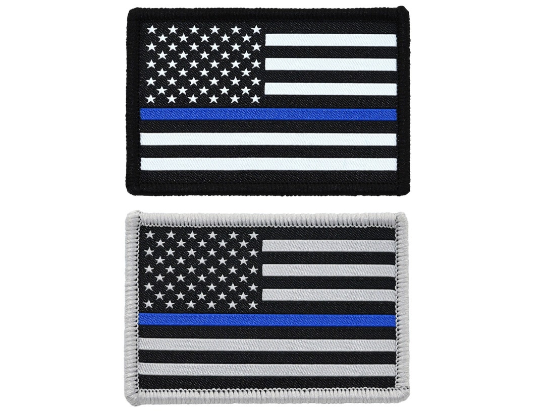 Thin Blue Line American Flag Patch 2-pack Set, Woven, Hook and Loop - Etsy