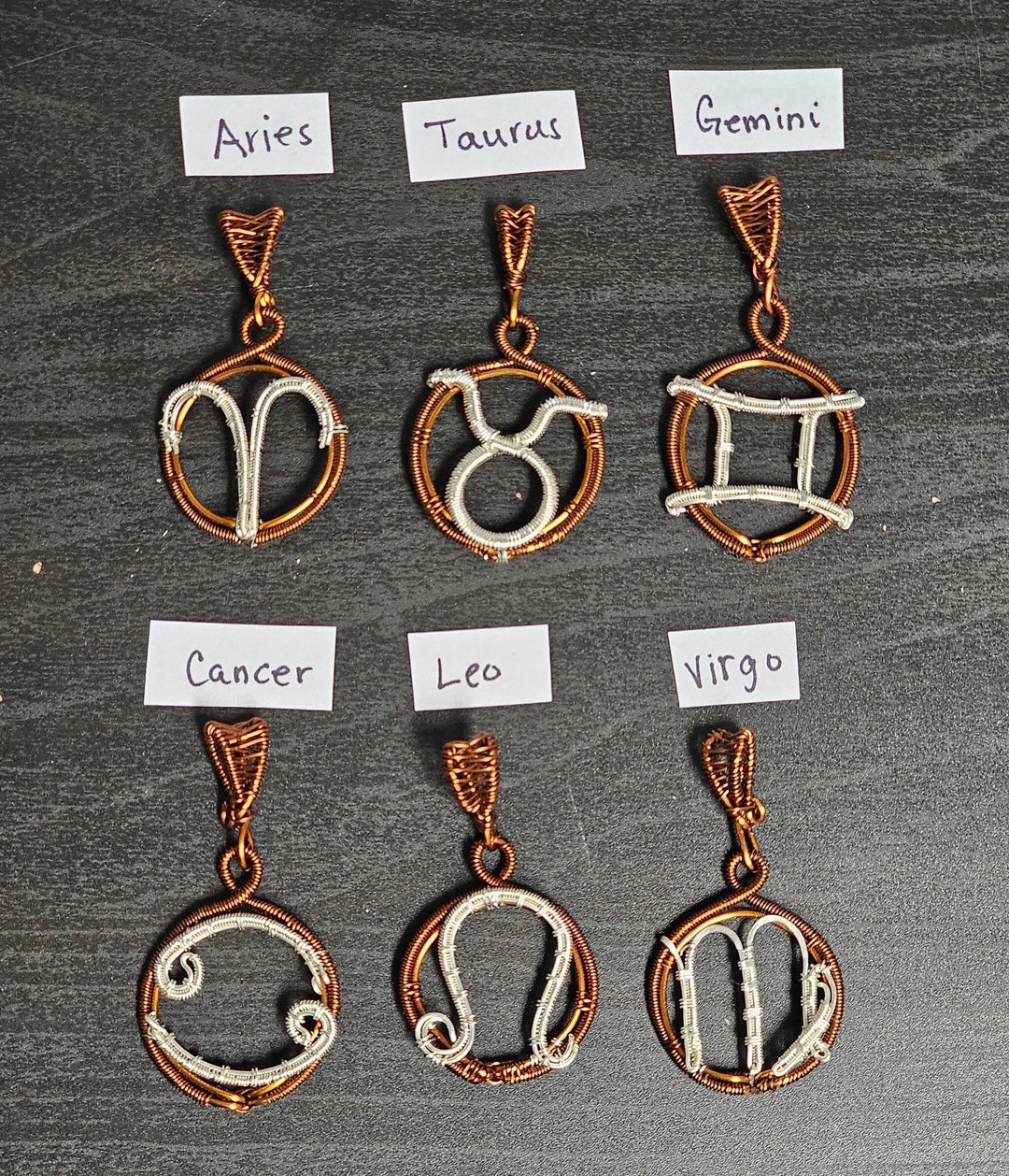 Wire Wrapped Copper Astrology Sign Pendant: Zodiac Jewelry - Etsy