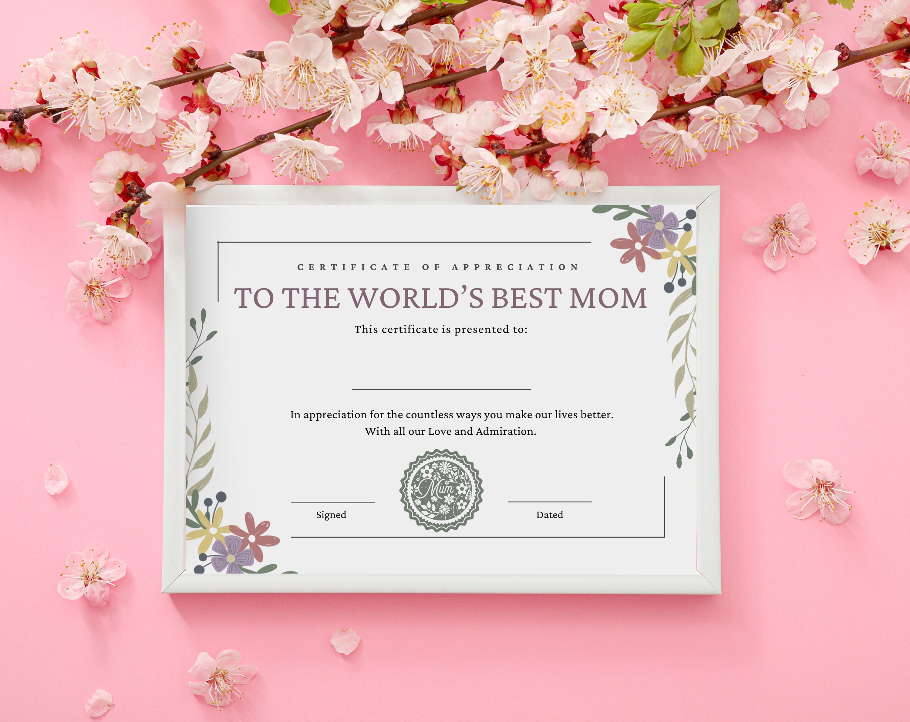 Best Mom Award Certificate, Printable Certificate, Best Mom Award ...