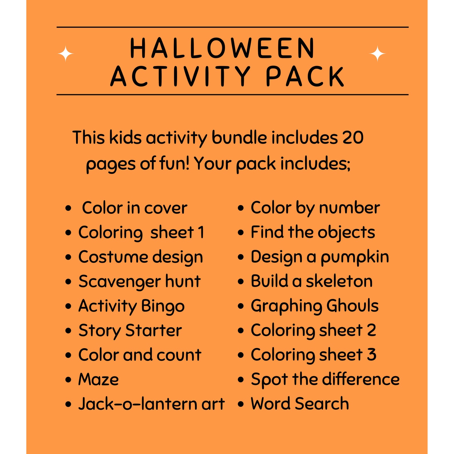 Printable Kids Halloween Activity Pack, Printable Halloween Activity ...