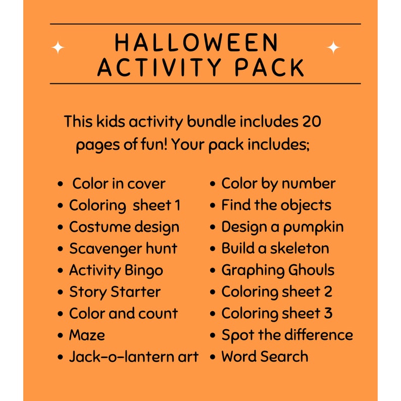 Printable Kids Halloween Activity Pack, Printable Halloween Activity ...