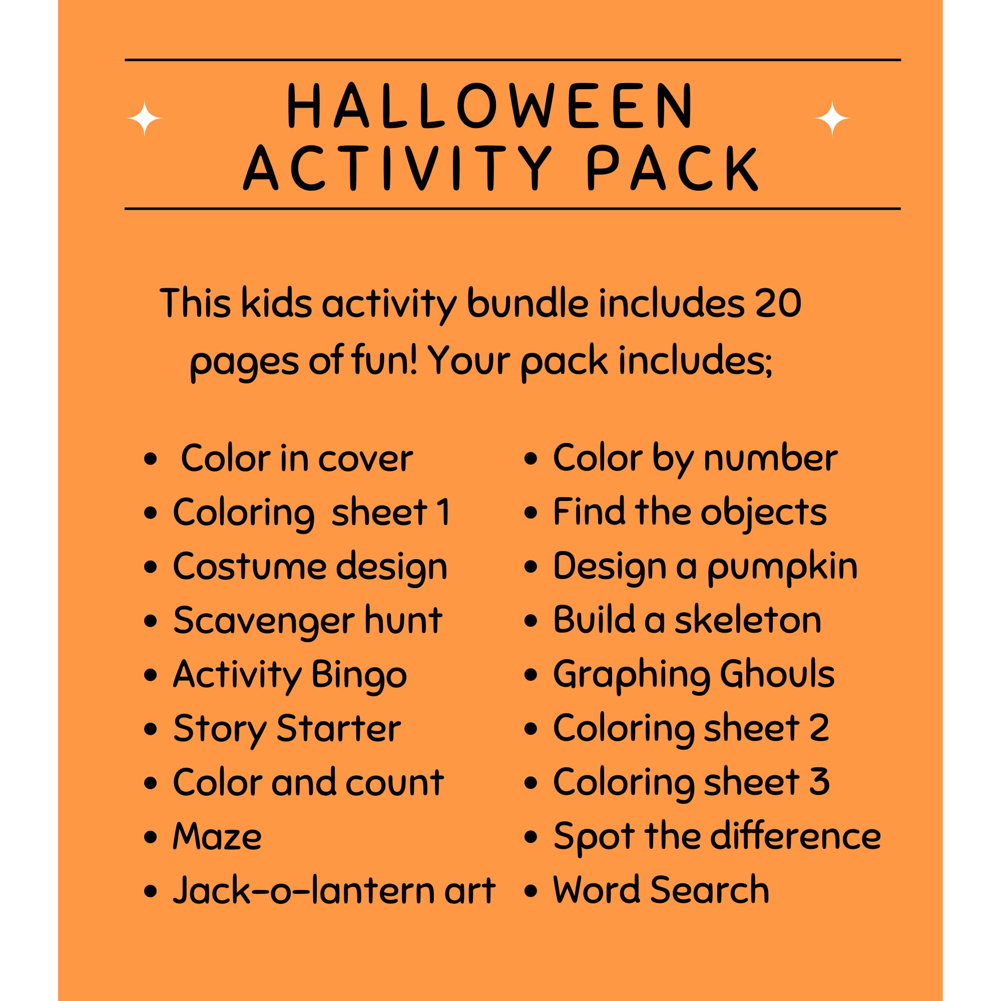 Printable Kids Halloween Activity Pack, Printable Halloween Activity ...