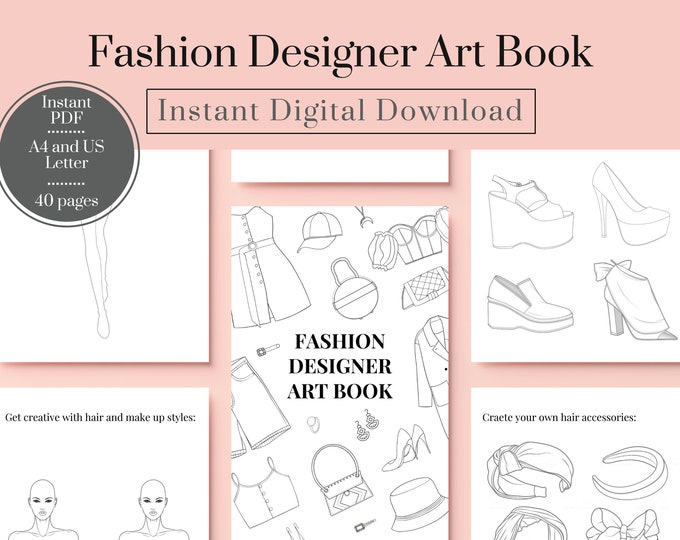 Fashion Designer Sketch Book Printable, Instant Digital Download ...
