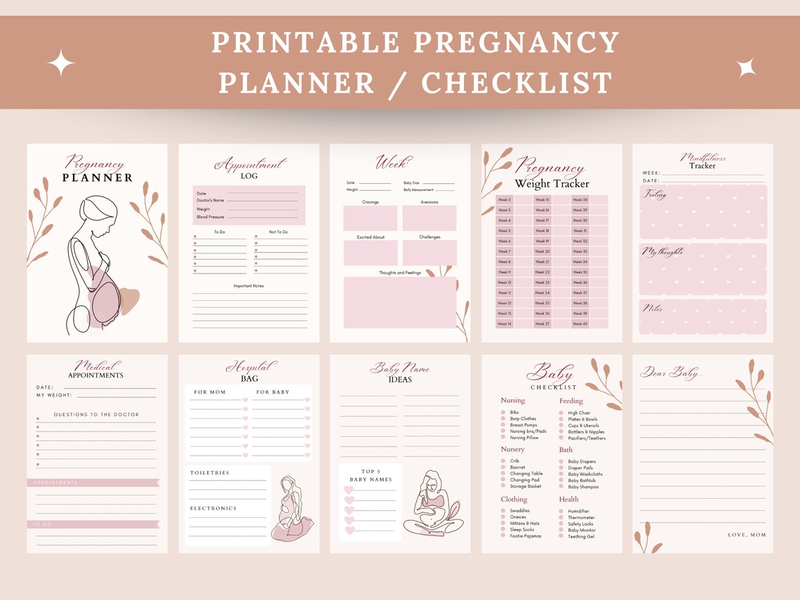 Printable Pregnancy Planner, Pregnancy Journal, Pregnancy Checklist ...