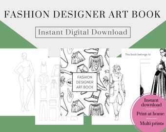 Fashion Designer Sketch Book Printable, Instant Digital Download ...