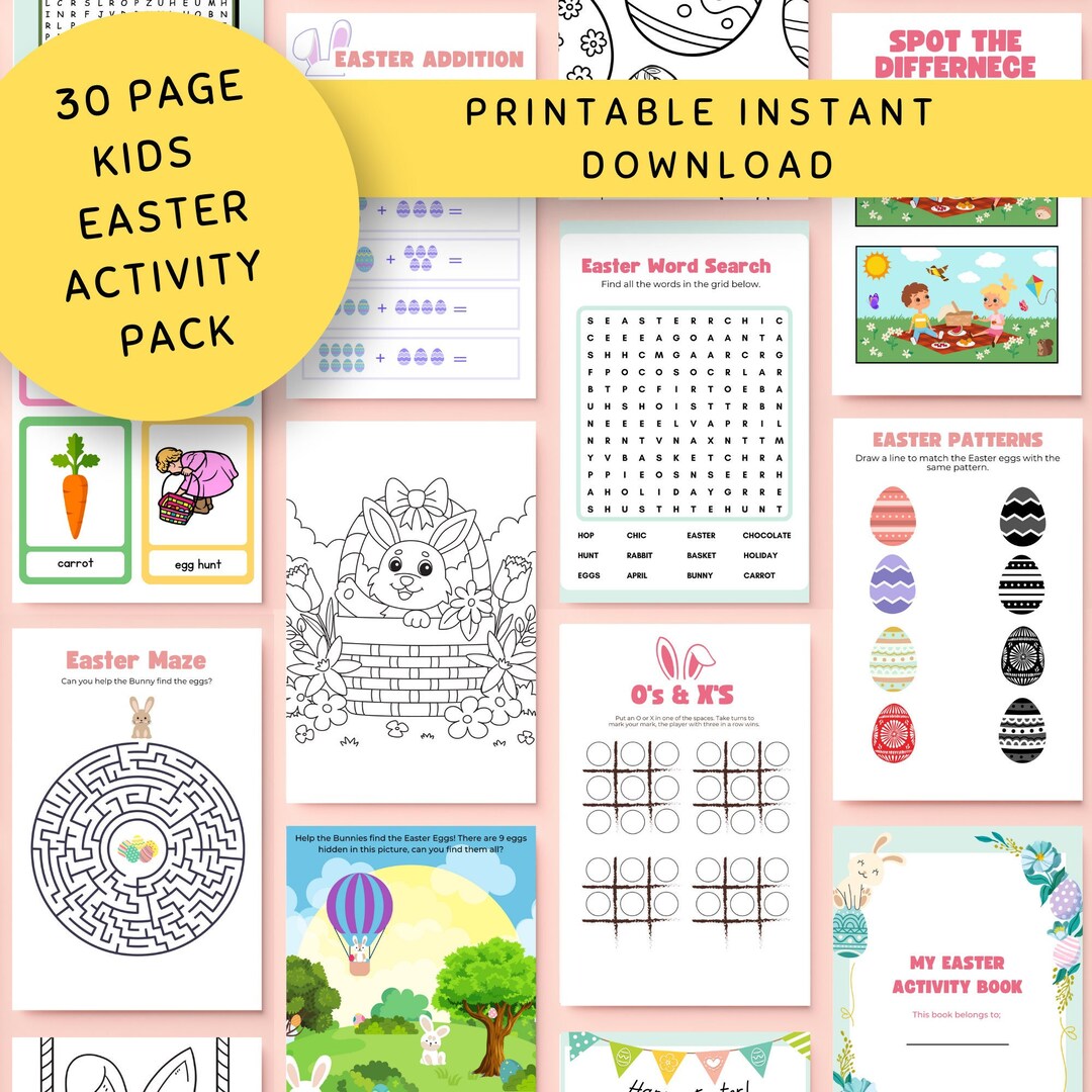 Easter Activity Pack Printable, Easter Kids Games, Easter Coloring ...