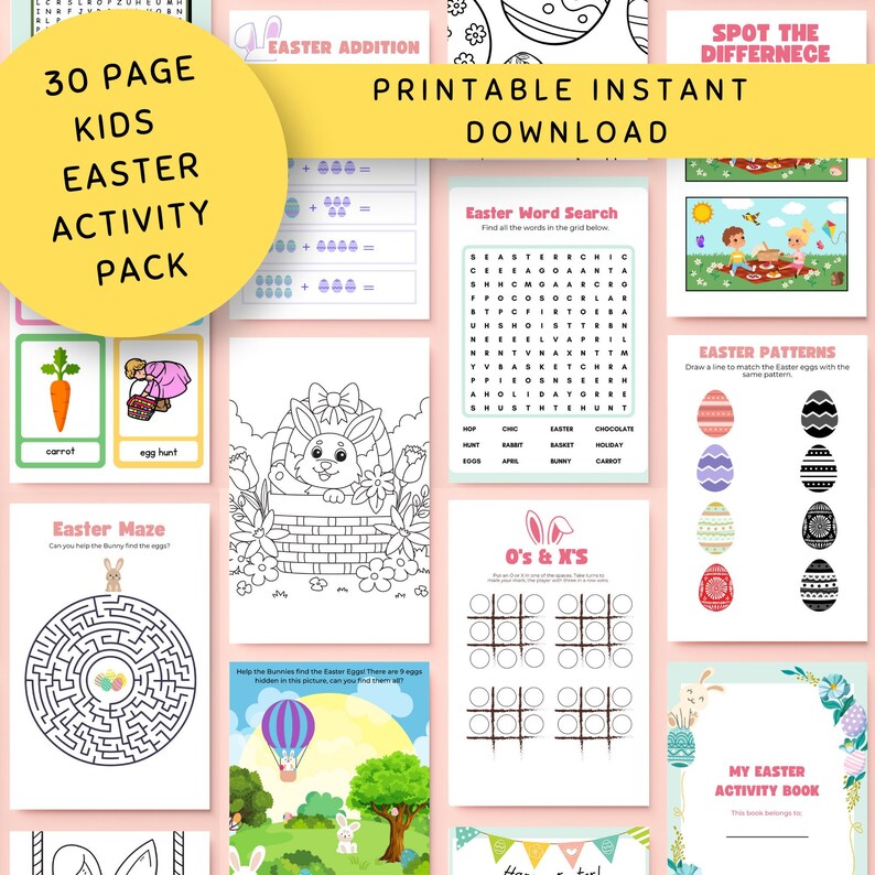 Easter Activity Pack: Kids Games, Coloring Pages, Maze (digital ...