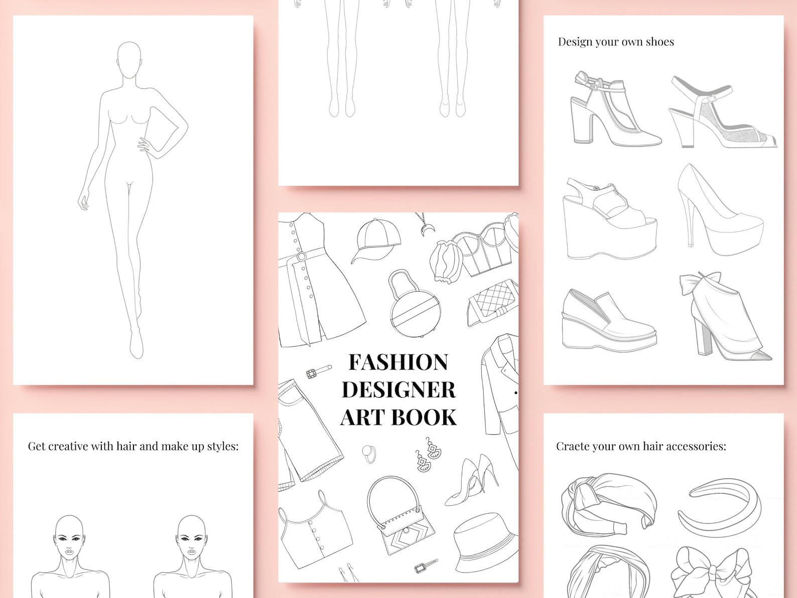 Fashion Designer Sketchbook, Figure Templates Art Book (digital ...