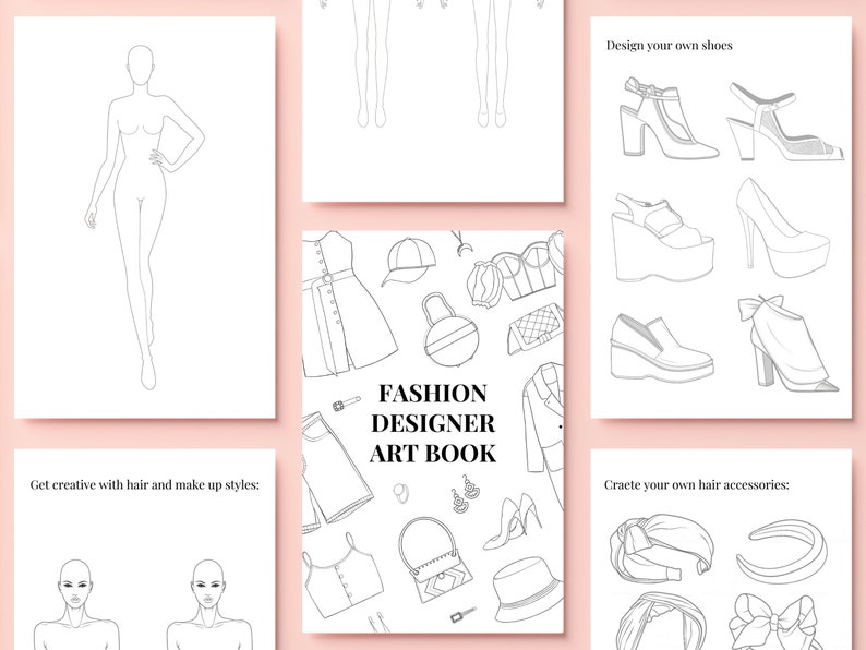 Fashion Designer Sketch Book Printable, Instant Digital Download ...
