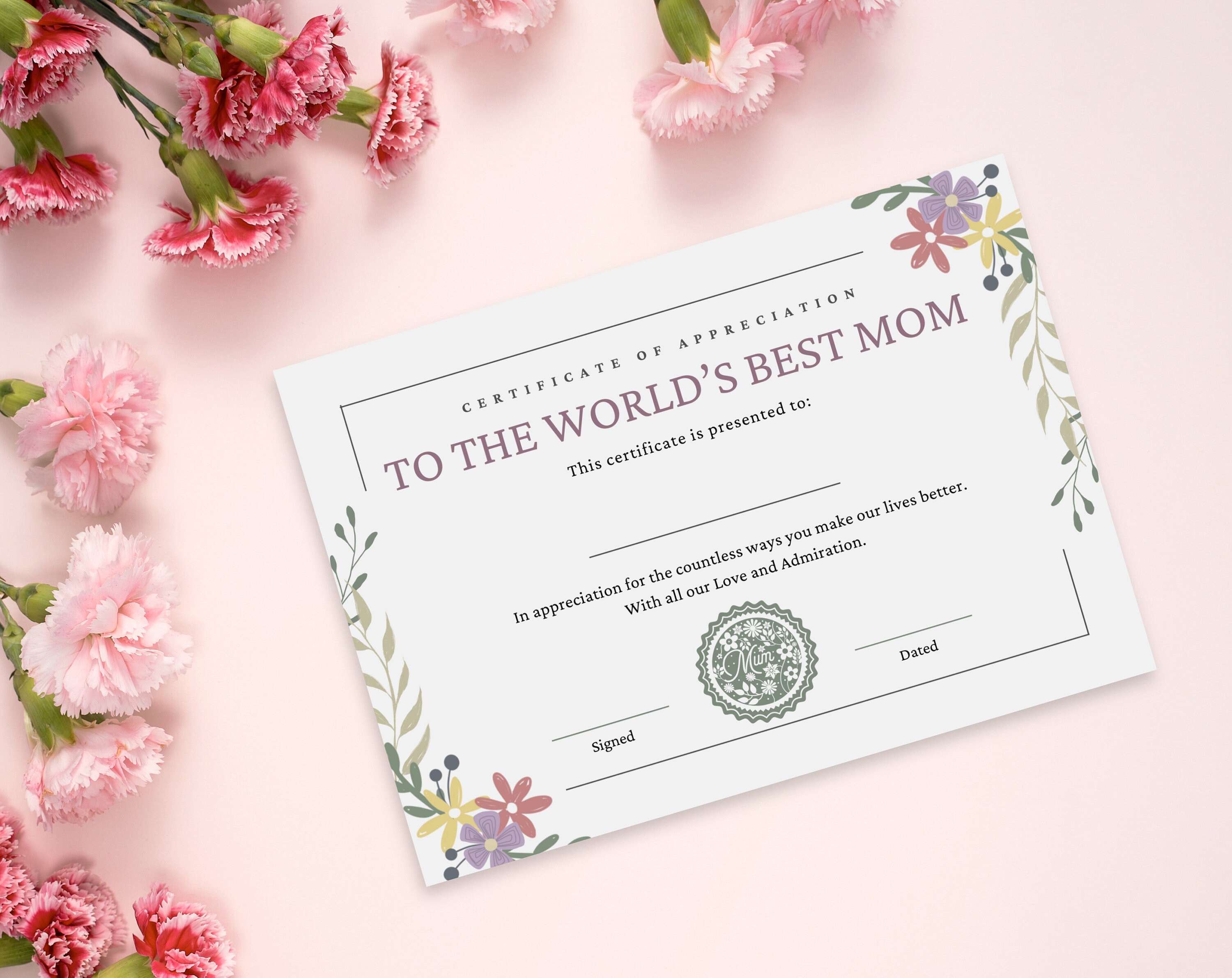 Best Mom Award Certificate, Printable Certificate, Best Mom Award ...