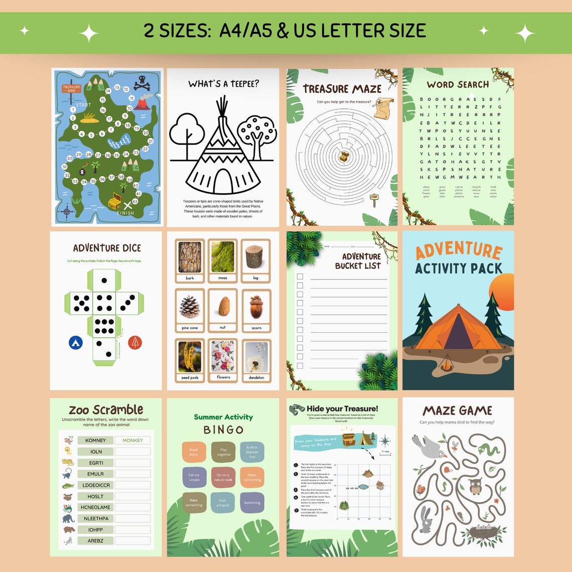 Printable Kids Adventure Activity Pack Printable Summer - Etsy