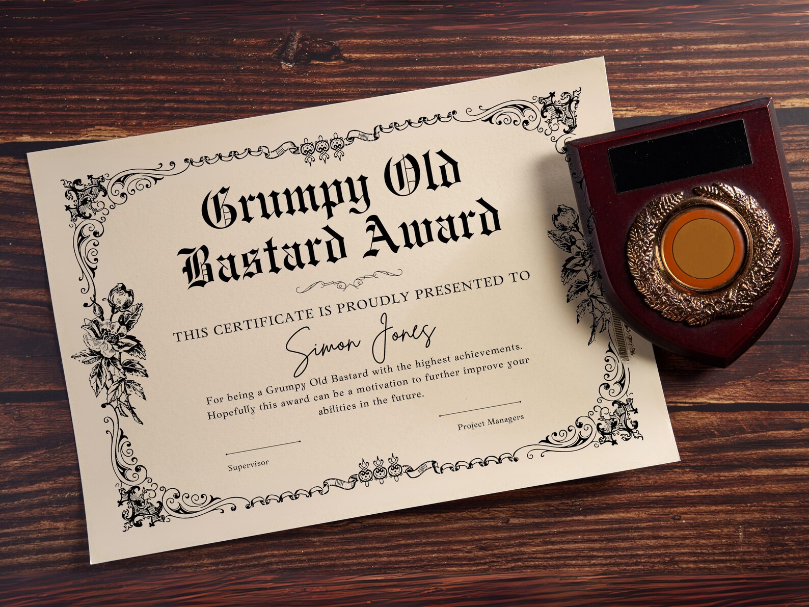 Offensive Editable Certificate, Printable Offensive Certificate, Grumpy ...