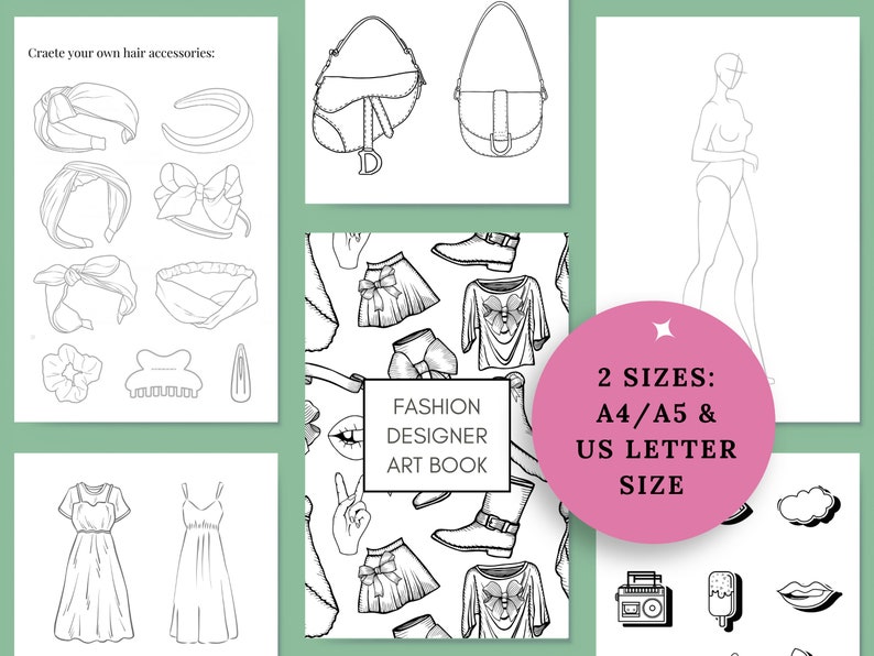 Fashion Designer Sketchbook: Activity Book & Figure Templates (digital ...