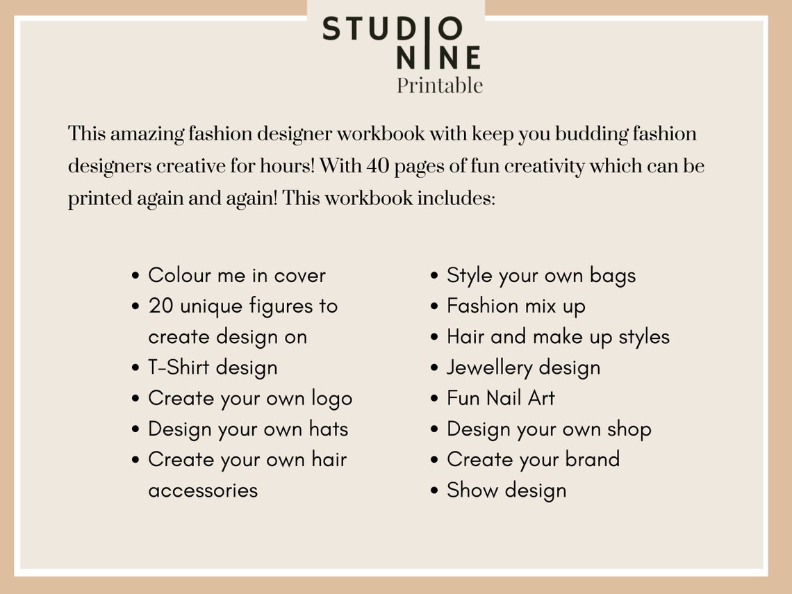 Fashion Designer Sketch Book Printable, Instant Digital Download ...