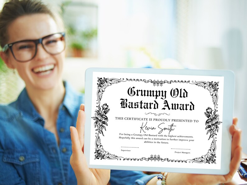 Offensive Editable Certificate, Printable Offensive Certificate, Grumpy ...