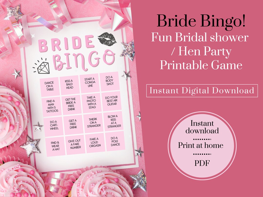 Hen Party Bingo Game: Fun Bridal Shower Activity (digital Download) - Etsy
