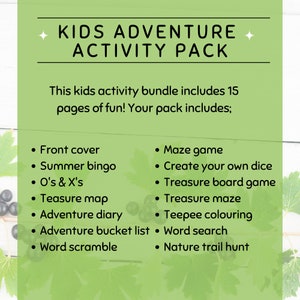 Printable Kids Adventure Activity Pack, Printable Summer Activity ...
