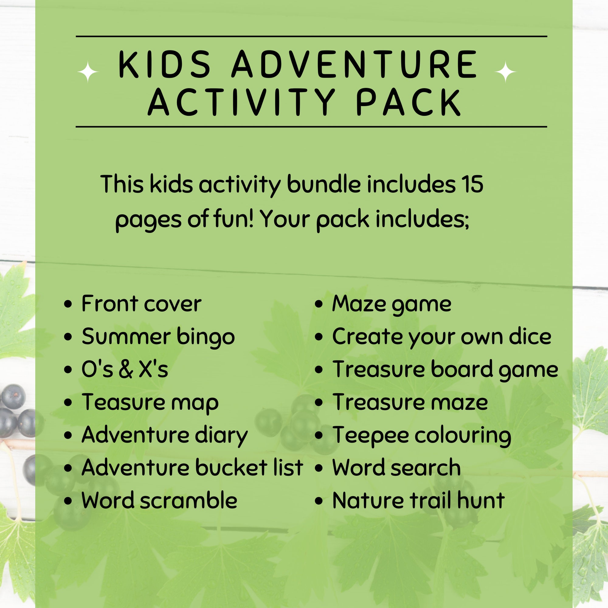 Printable Kids Adventure Activity Pack, Printable Summer Activity ...