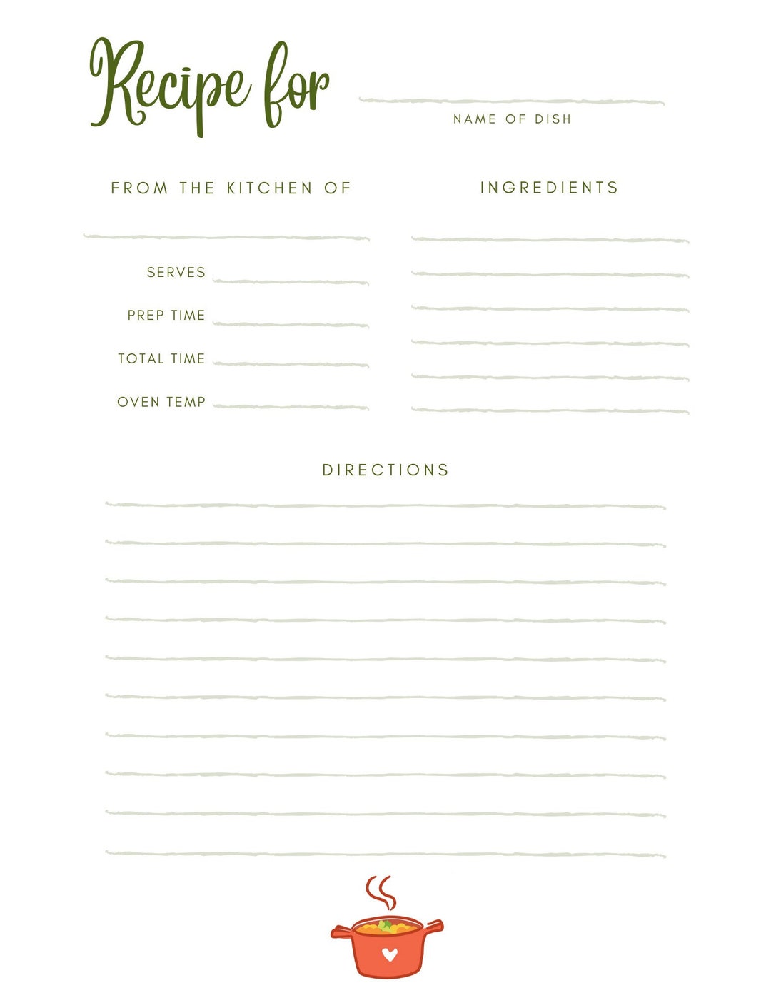 Recipe Card, Recipe, RL Digital Download, Planner, Notes, Cooking - Etsy
