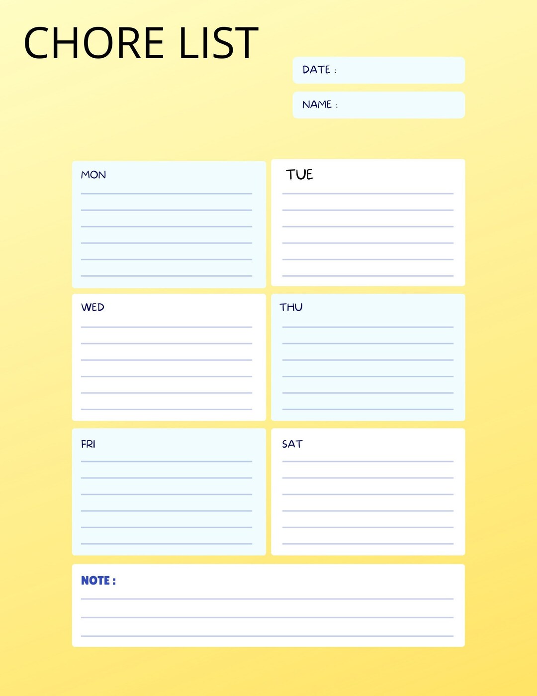 Chore List Stationary Paper Check List Digital Download RL Digital ...