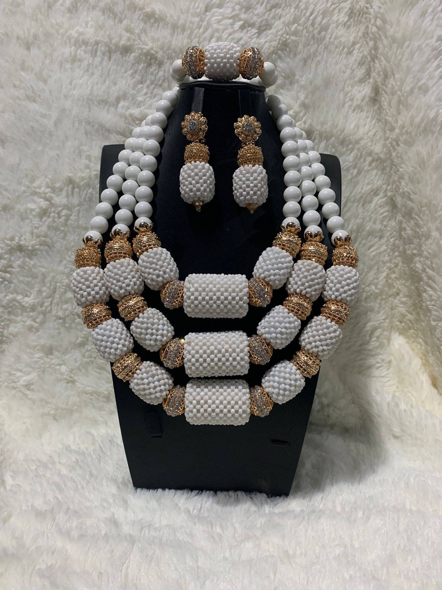 Nigerian Beads Three Tiered Beads African Nigerian Beads bridal, Party ...