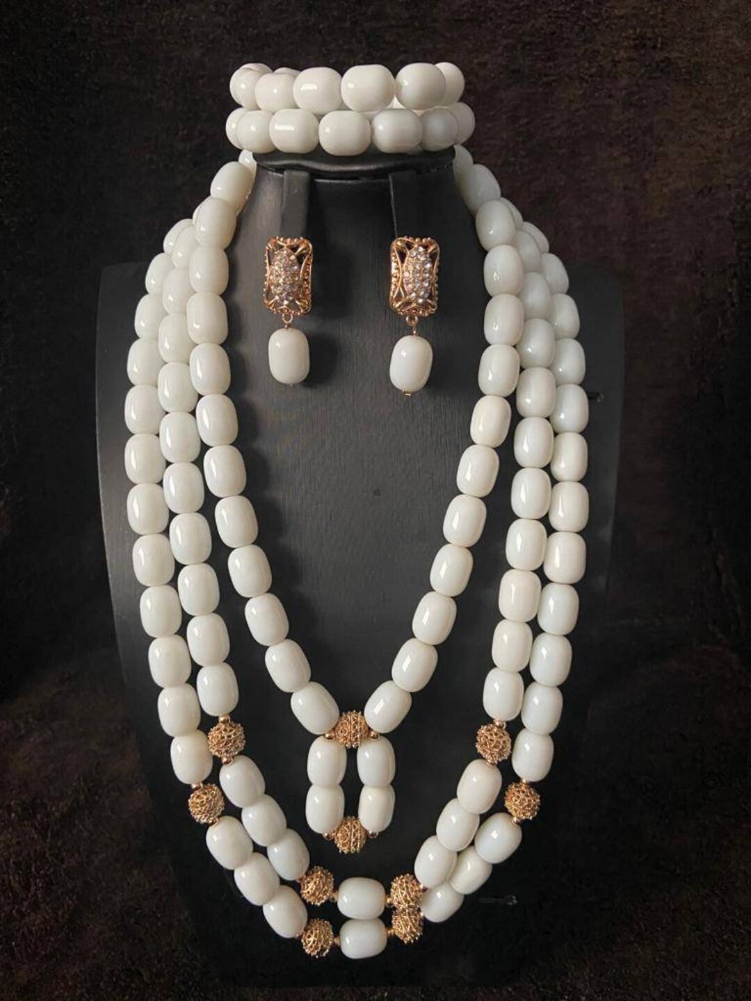 White Gemstone Jewelery Set - Etsy