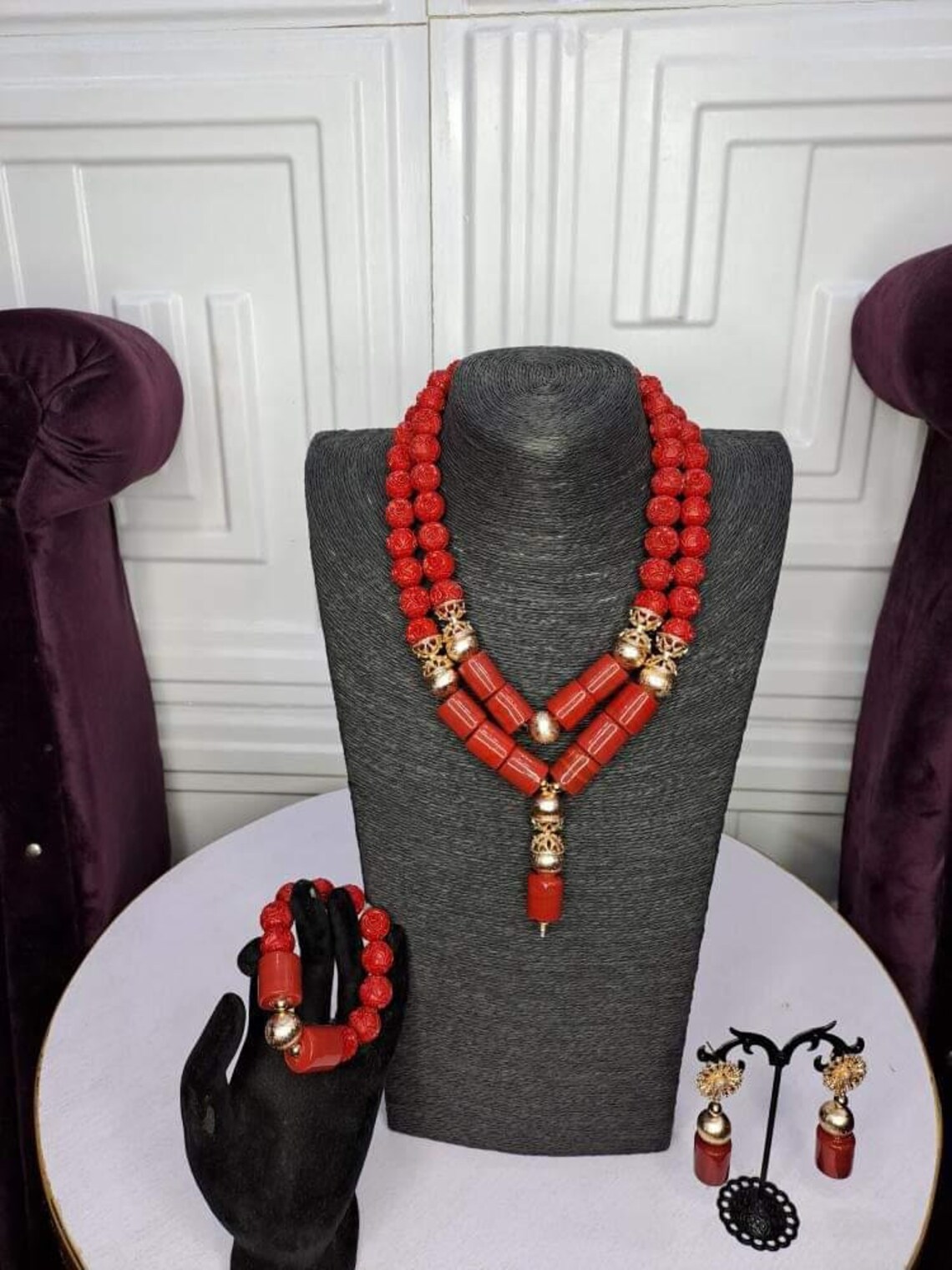 Nigerian Coral Bead Set bead Set O African Nigerian Beads bridal, Party ...