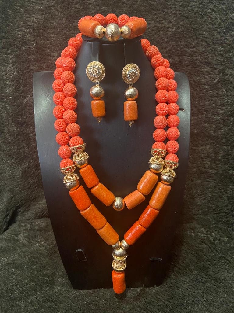 Nigerian Coral Bead Set bead Set O African Nigerian Beads bridal, Party ...