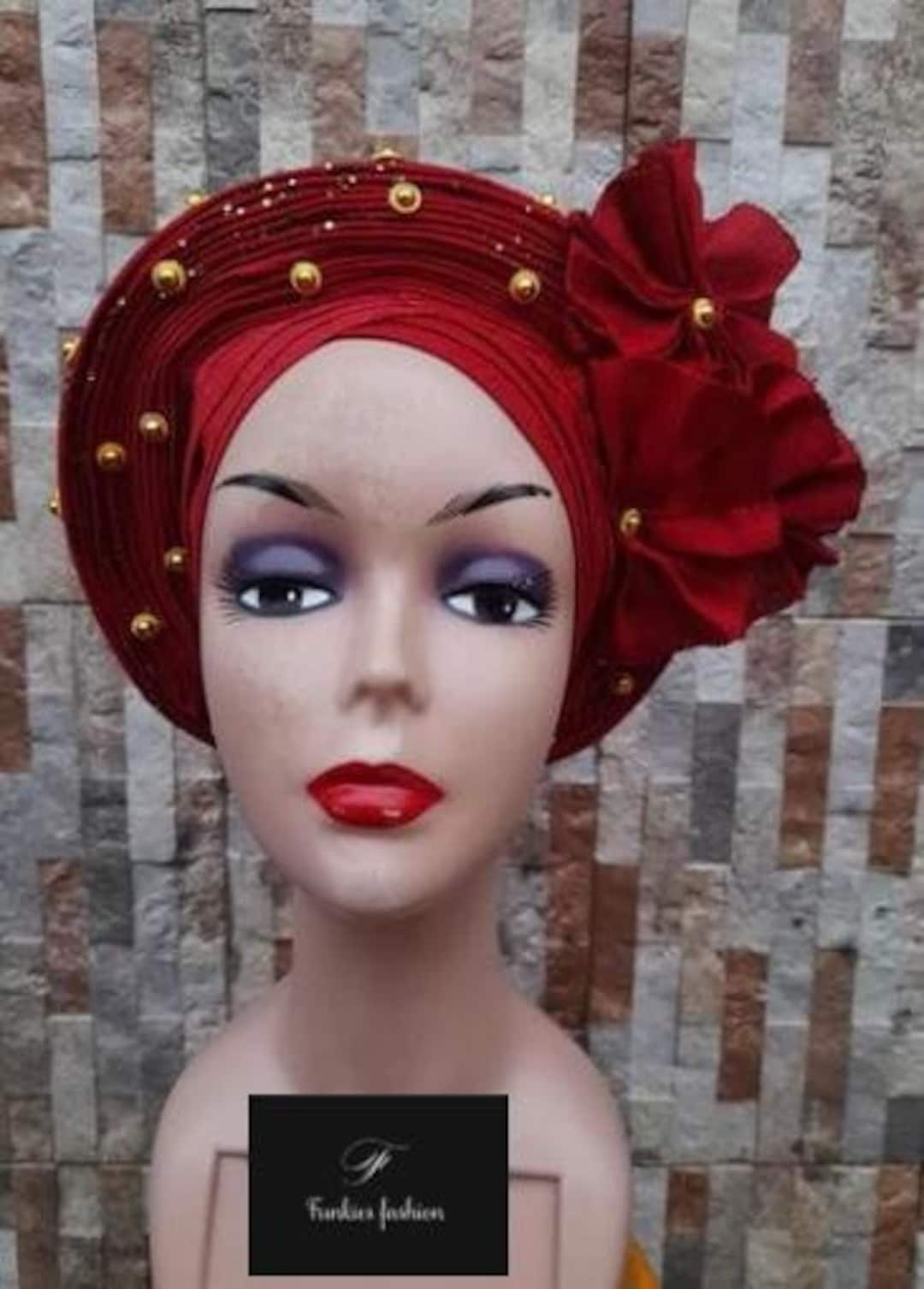 Stoned Nigerian Auto Gele , Pre-styled Auto Gele - Etsy