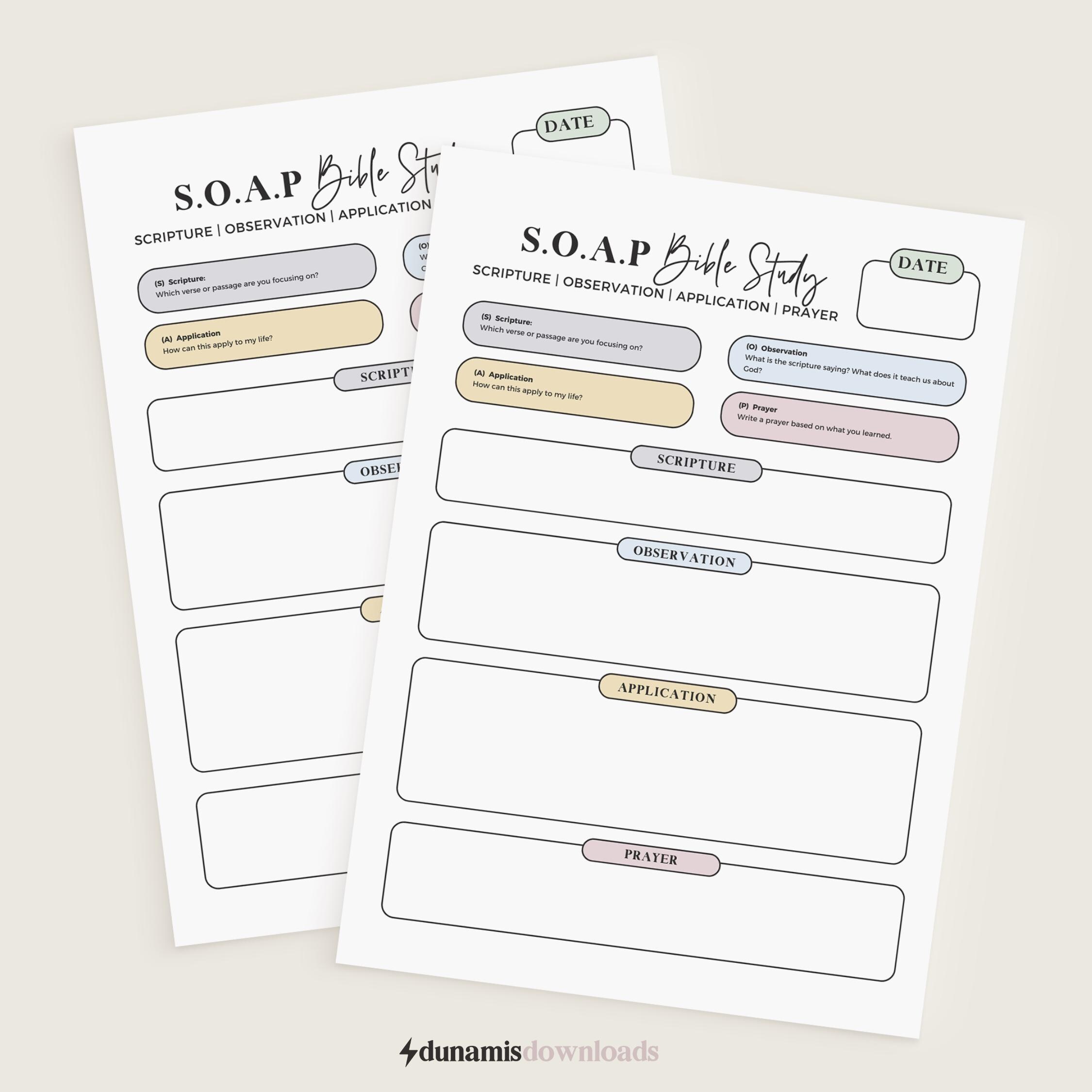 SOAP Bible Study Template, SOAP Method, Printable Bible Study Template ...
