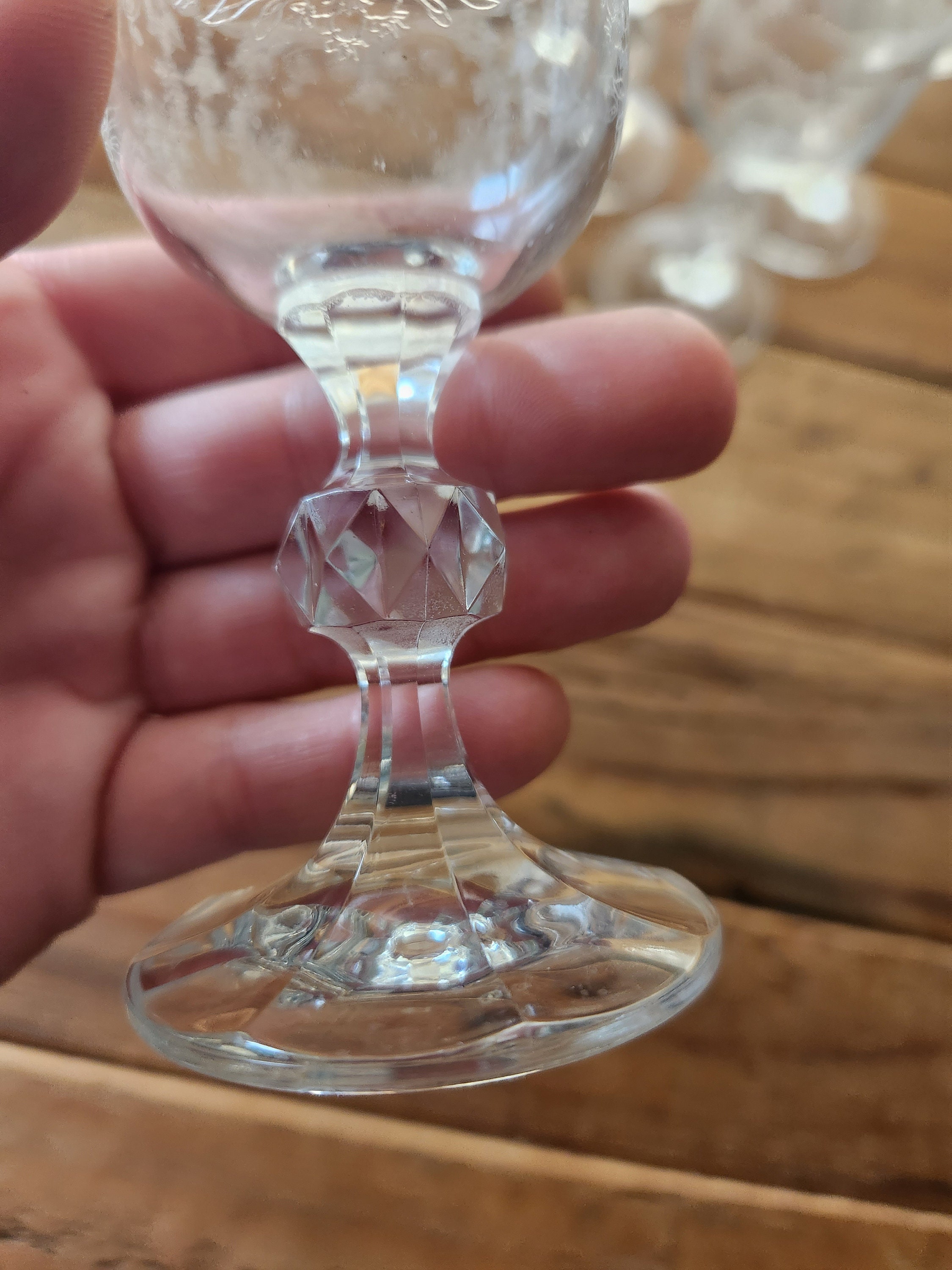 Vintage Set of 4 Bohemia Cascade Lead Crystal Etched Cordial Liquor ...