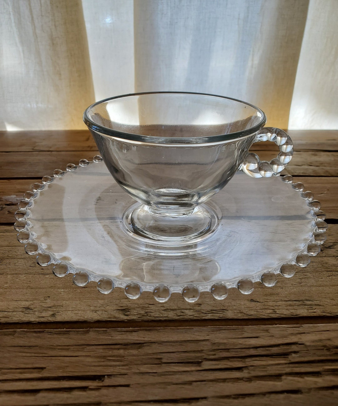 Vintage Imperial Candlewick Clear Glass Tea Cup & Saucer - Etsy
