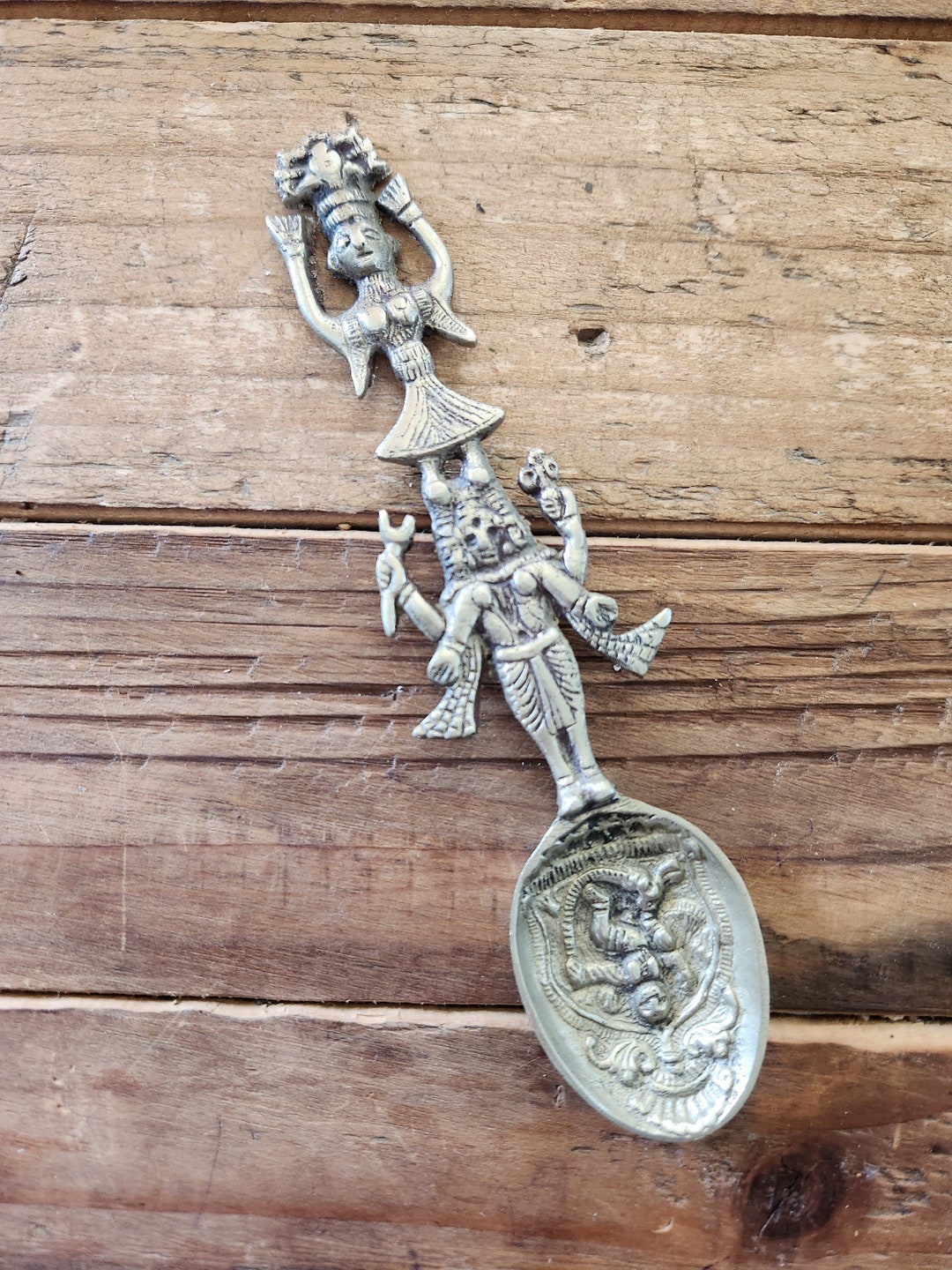 Vintage Hindu Holy Water Ritual Krishna Goddess Brass Spoon - Etsy