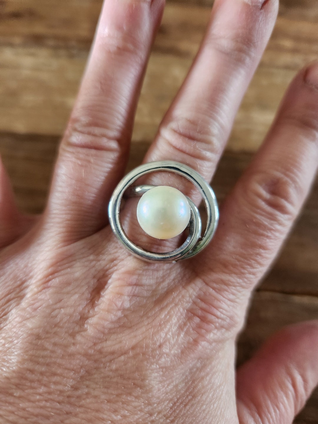 Vintage Boho Sterling Silver White South Sea Pearl Spiral Statement Ring, June Birthstone - Etsy