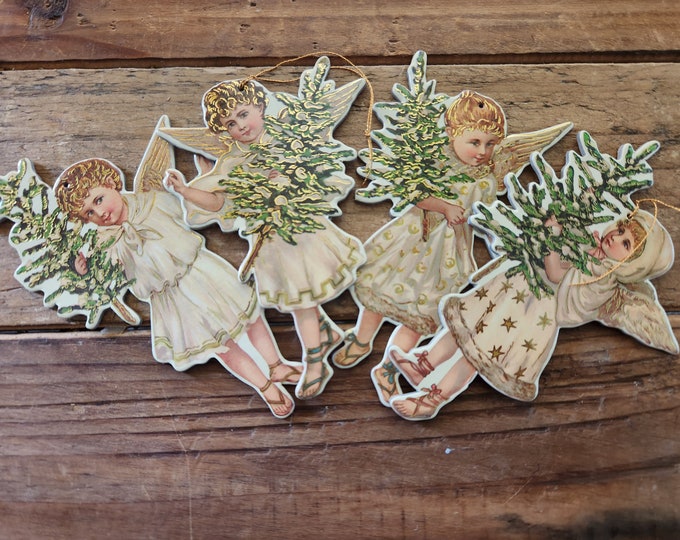 Set of 4 Vintage 1984 Merrimack Carboard Angel Christmas Ornaments - Etsy