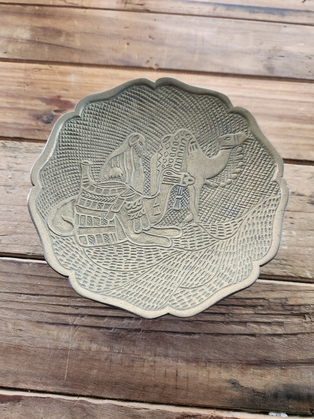Vintage Boho Decor Middle Eastern Brass Camel Motif Footed Dish - Etsy