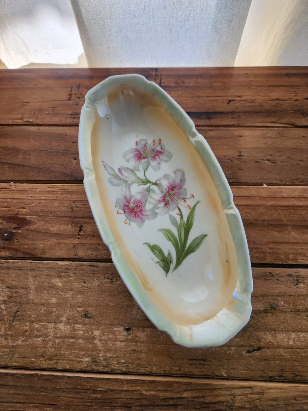 Vintage Porcelain Oval Tiger Lilly Floral Dish, Germany - Etsy