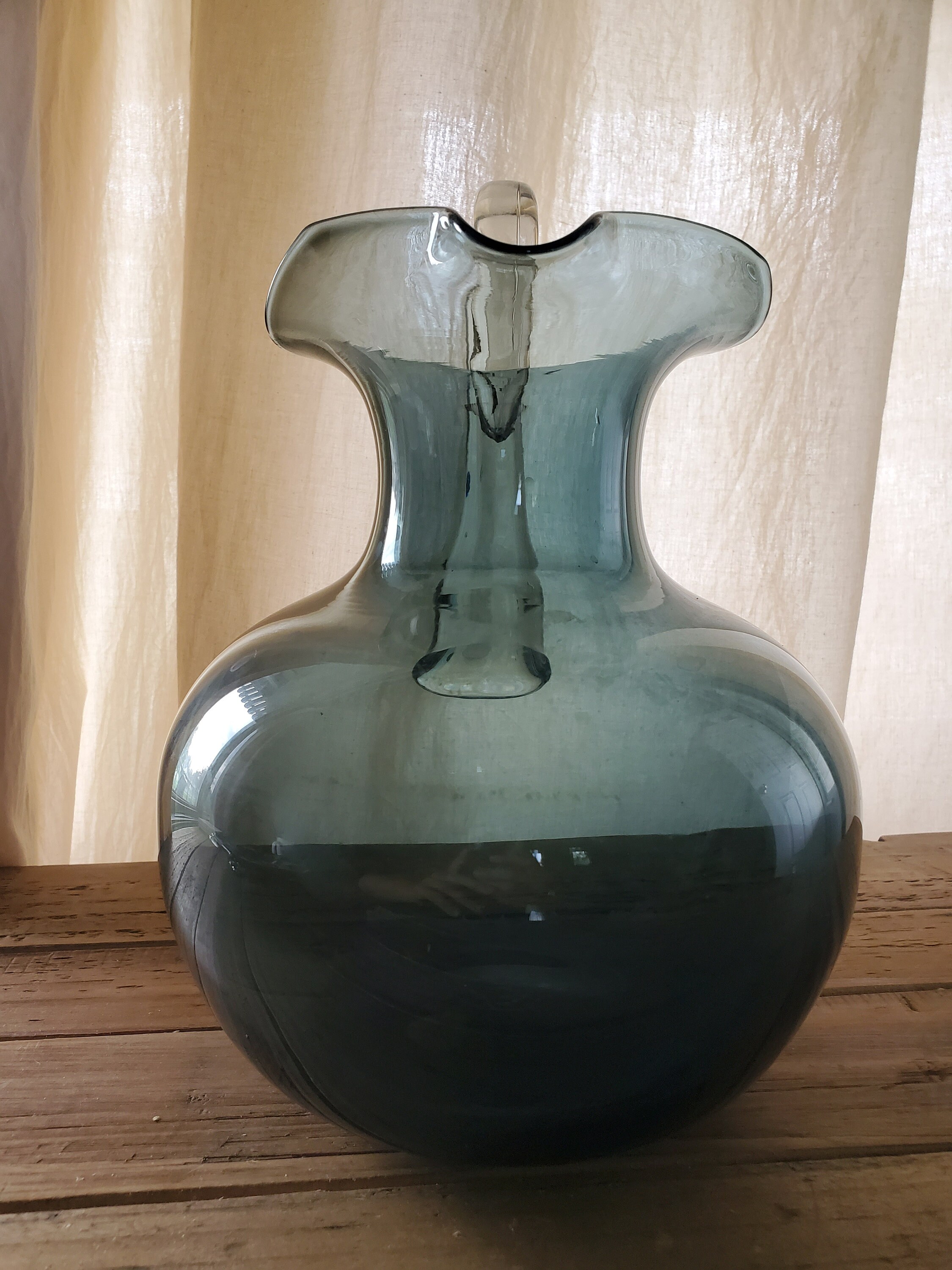 Blenko Wayne Blown Glass Large Gray Hour Glass Pitcher - Etsy