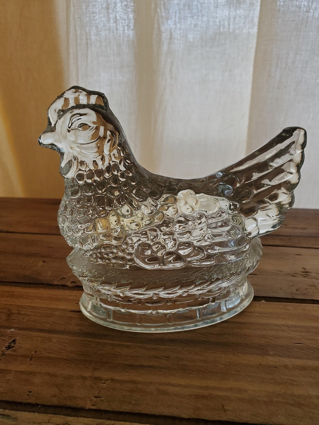 Vintage Clear Glass Hen on Nest - Etsy