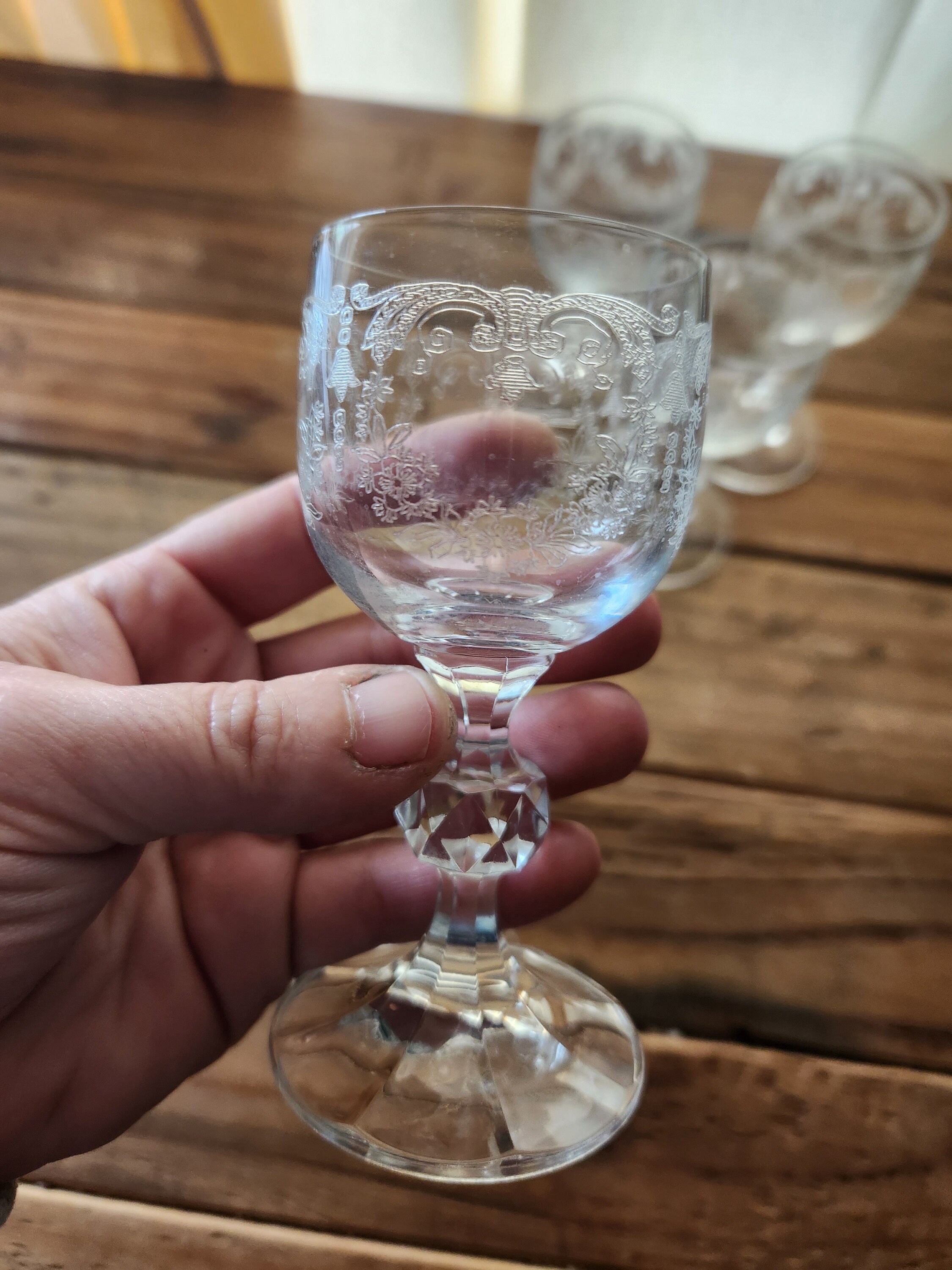 Vintage Set of 4 Bohemia Cascade Lead Crystal Etched Cordial Liquor ...