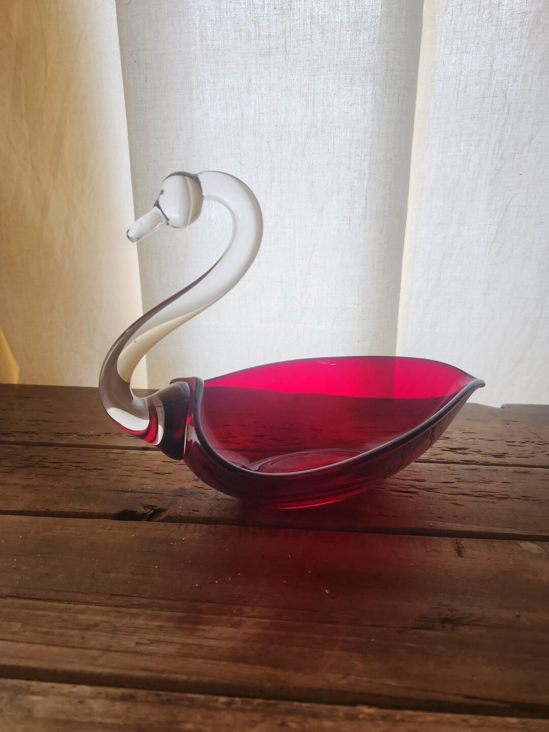 Vintage Duncan & Miller Pall Mall Ruby Red Glass Swan Candy Dish - Etsy
