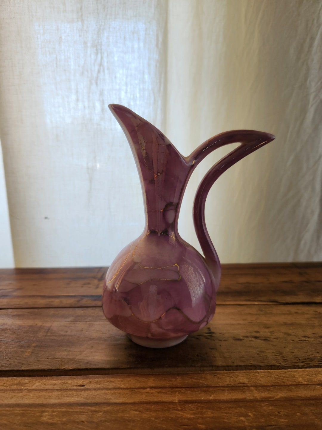 Vintage Geometric Porcelain Lilac Color & Gold Accent Alchohol Ink ...
