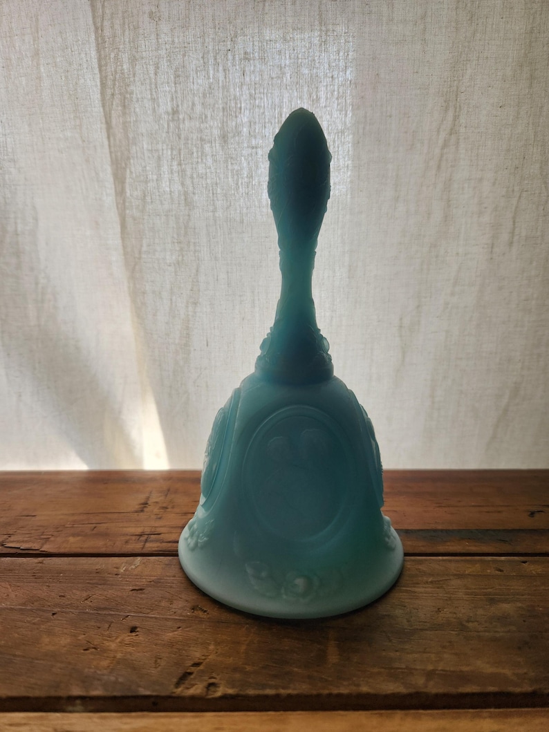 Vintage Fenton Blue Satin Madonna & Child Glass Hand Bell - Etsy
