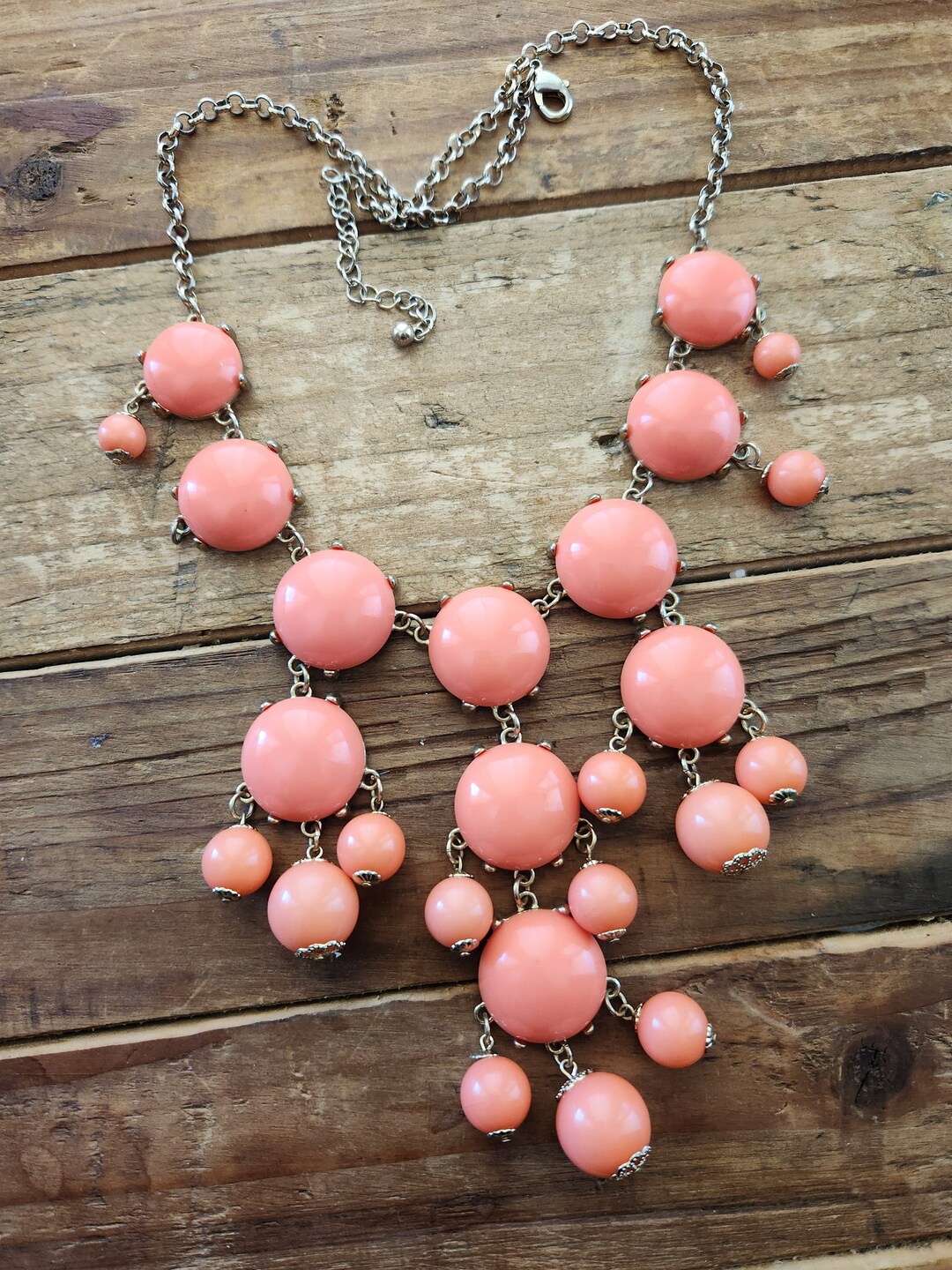 Vintage Boho Salmon Colored Gold Tone Bubble Bib Statement Necklace - Etsy