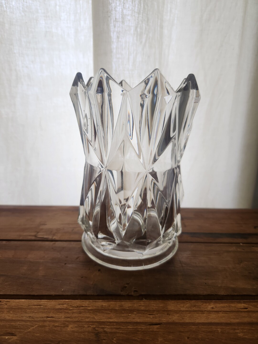 Vintage Heavy Clear Geometric EAPG Model Flint Heck Celery Glass Vase ...