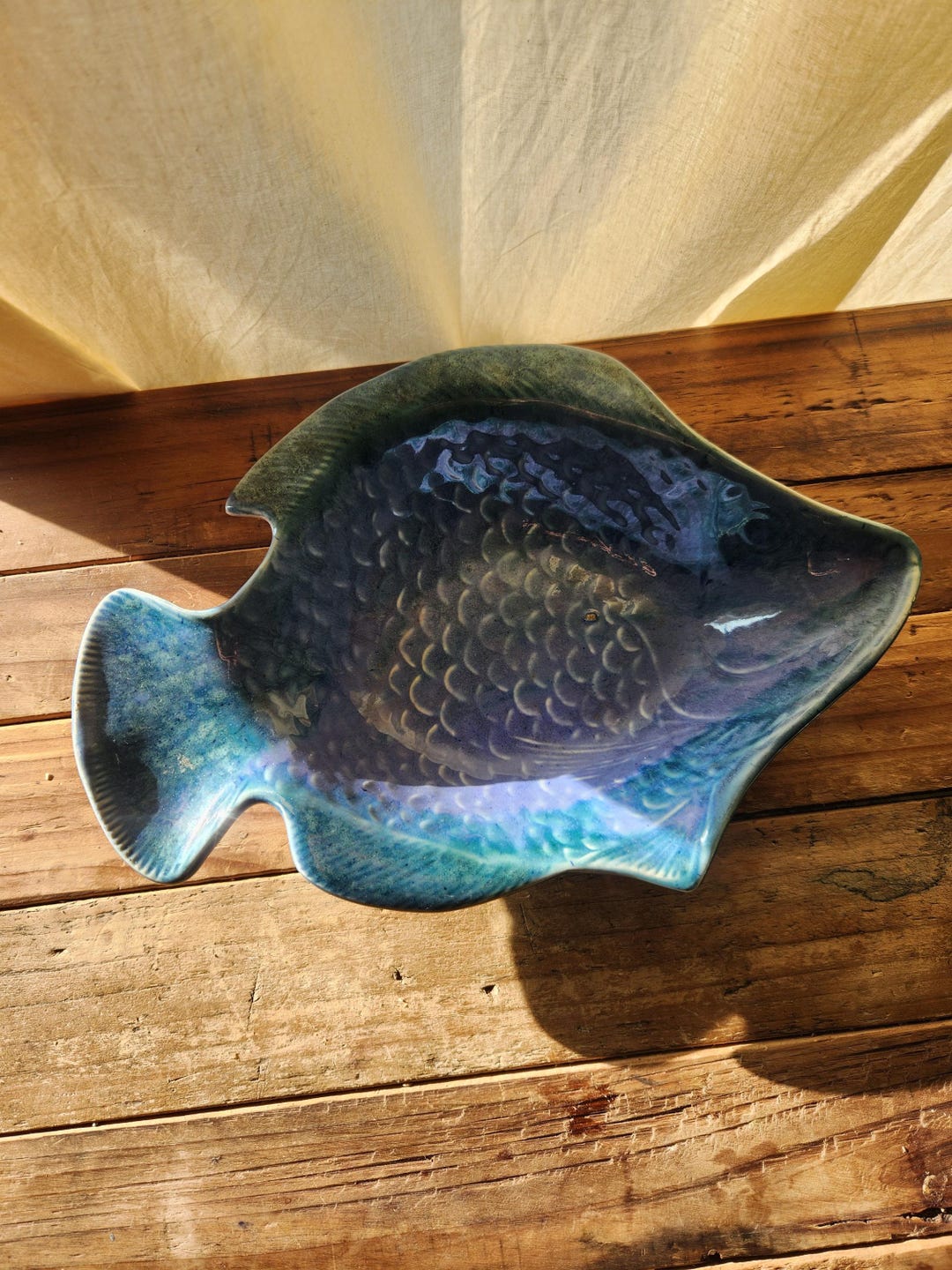 Vintage Studio Pottery Blue Fish Shaped Serving Bowl - Etsy