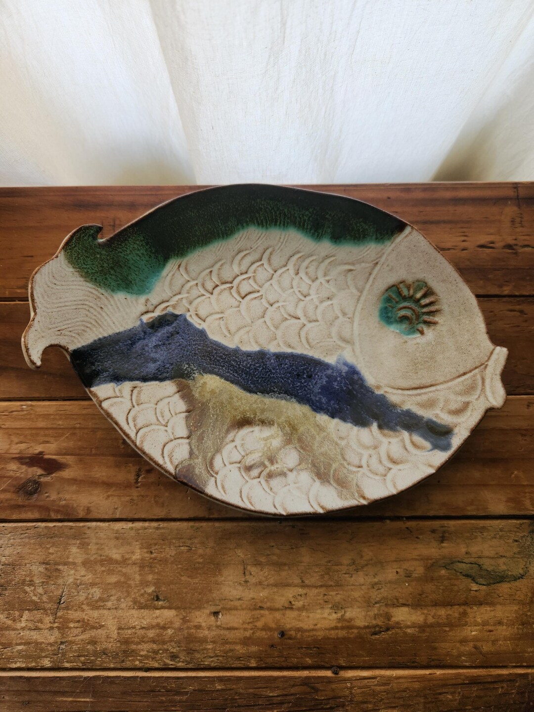Beachy Boho Vintage Artisan Made Fish Plate - Etsy