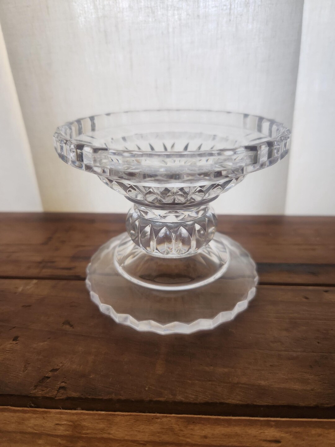 Vintage Clear Glass Pedestal Piller Candle Holder - Etsy
